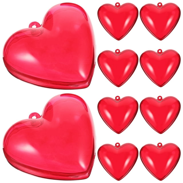 10 Pcs Fillable Heart Shaped Ornament Valentines DIY Ball Red - Walmart.com