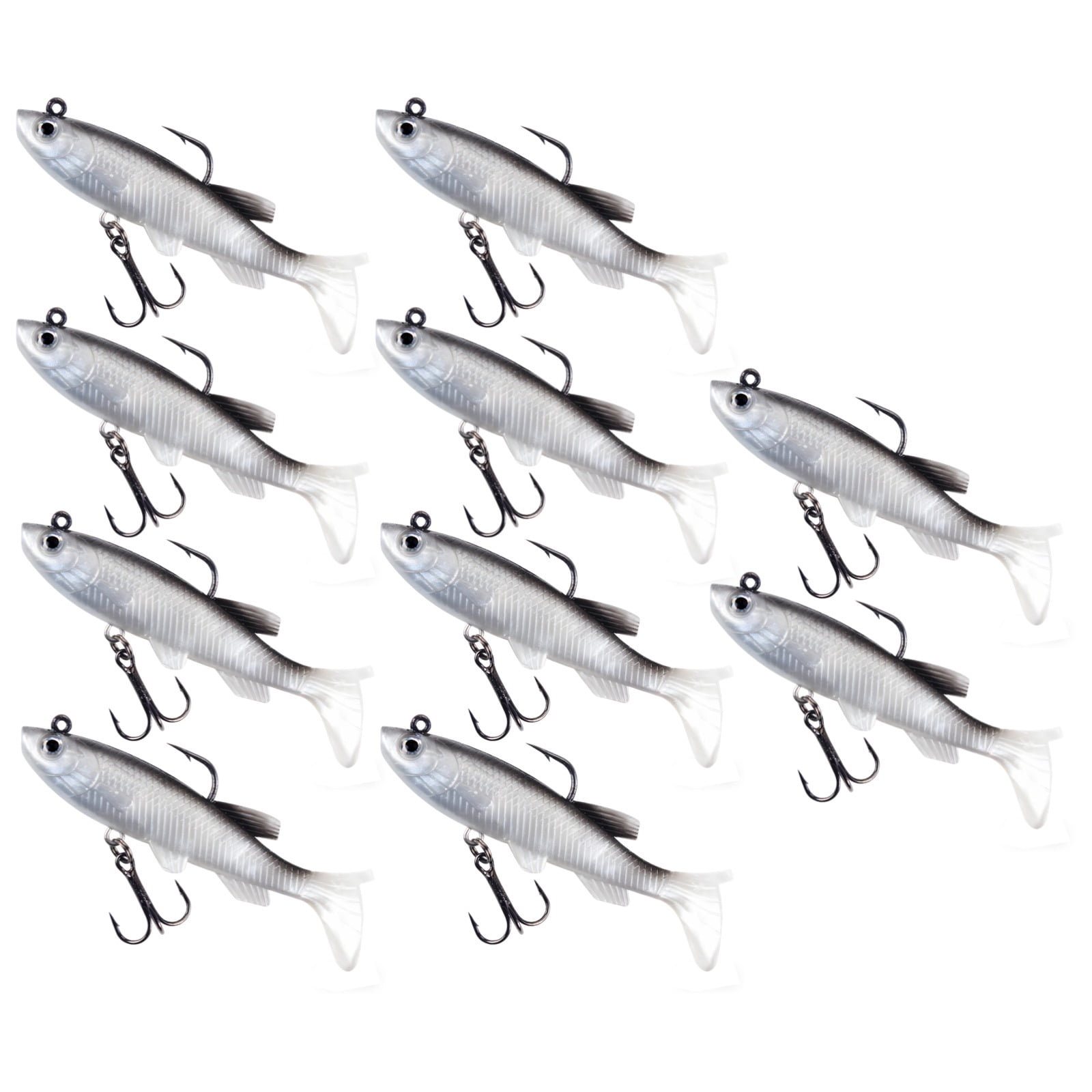 10 Pcs Fishing Lures Set, 3.1 in Shad Minnow Swimbait with Pre-Rigged ...
