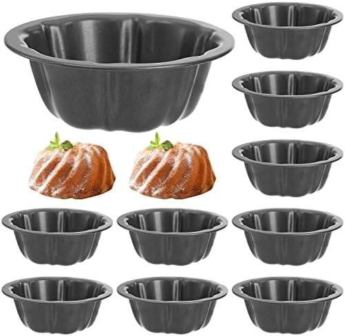 10 Pcs Flan Molds Pan, 4 Inches Fluted Cake Pan Nonstick, Carbon Steel ...