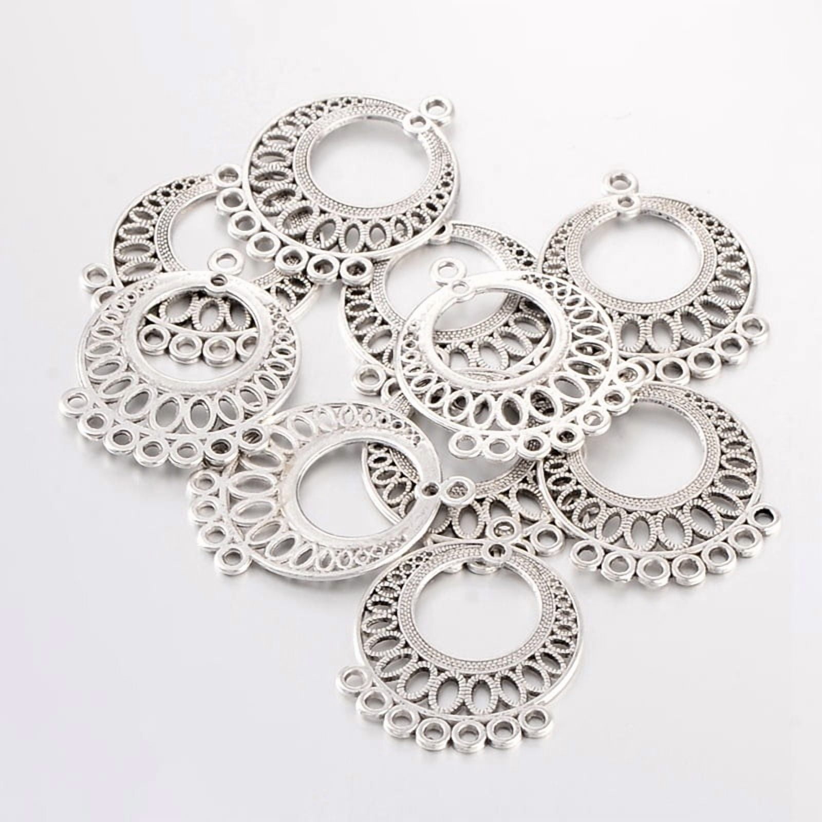 10 Pcs Flat Round Chandelier Component Links Tibetan Style Links ...