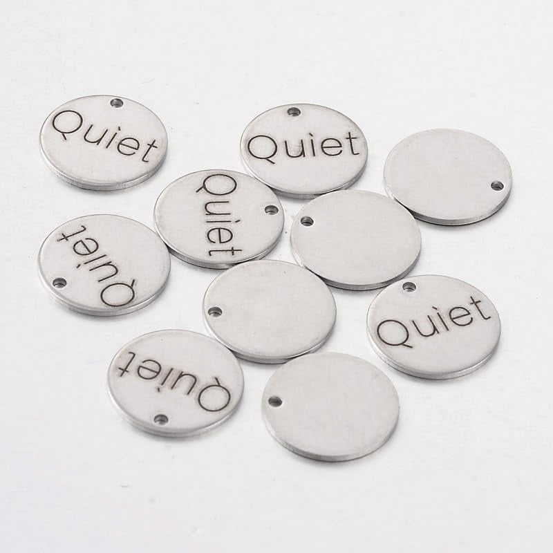 10 Pcs Flat Round Pendant Charms Stainless Steel Pendants Flat Round ...