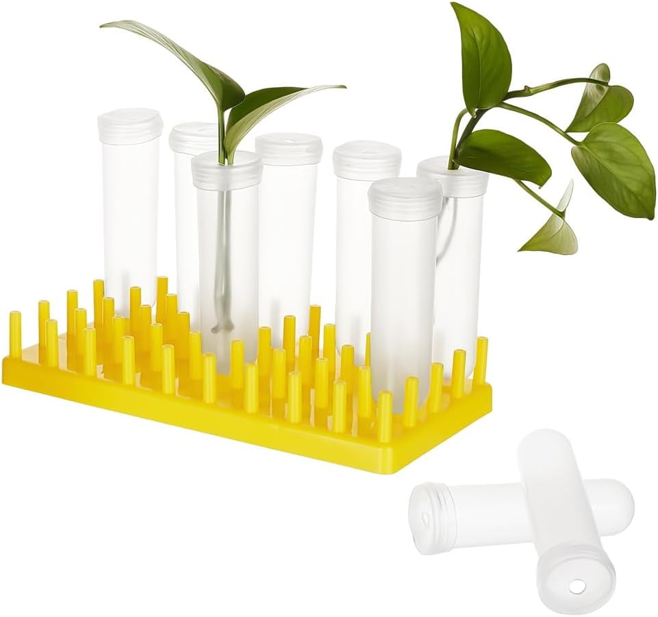 10 Pcs Floral Tubes with 1 Pcs Rack Holder Plastic Floral Water Tubes ...