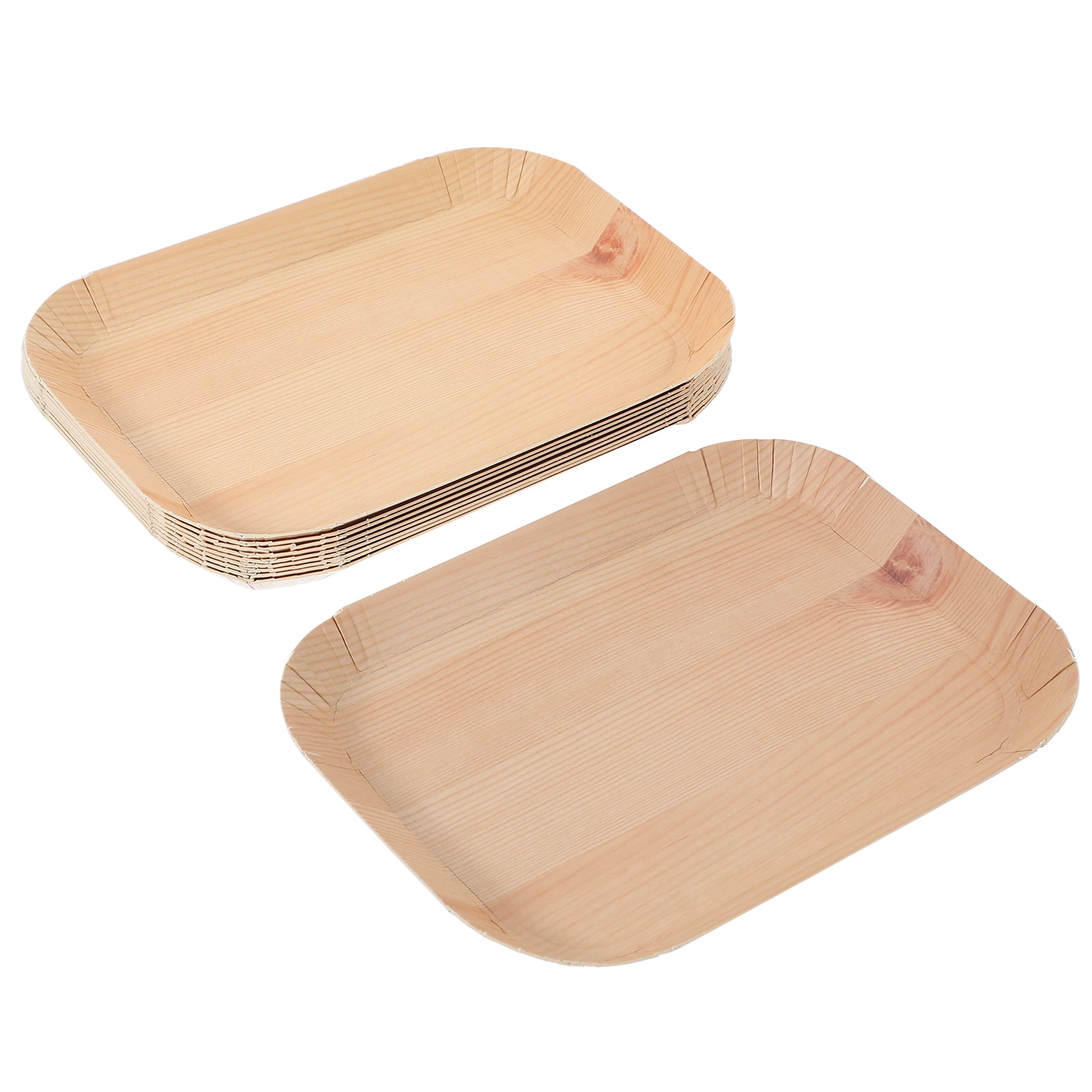 10 Pcs Food Tray Wooden Paper Trays Snack Bowl Plates Grain Snacks ...