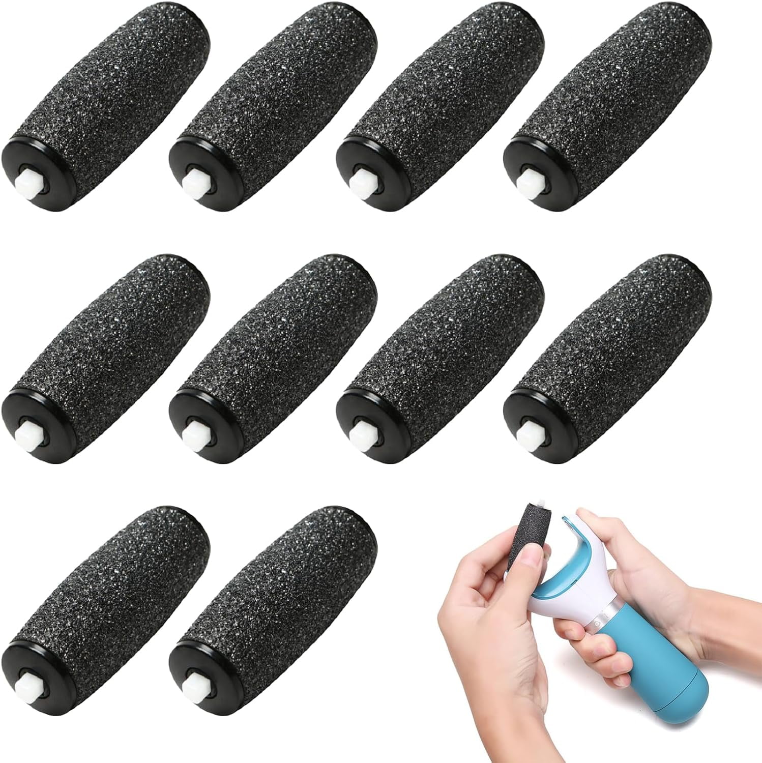 10 Pcs Foot File Replacement Rollers - Extra Coarse Black Pedi ...