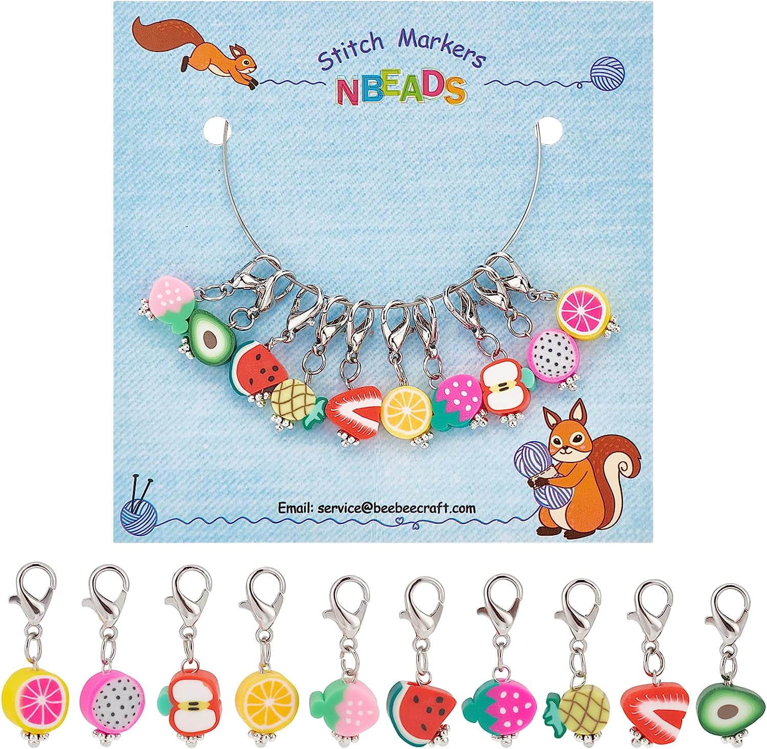 10 Pcs Fruit Stitch Markers, Polymer Clay Strawberry Crochet Stitch ...