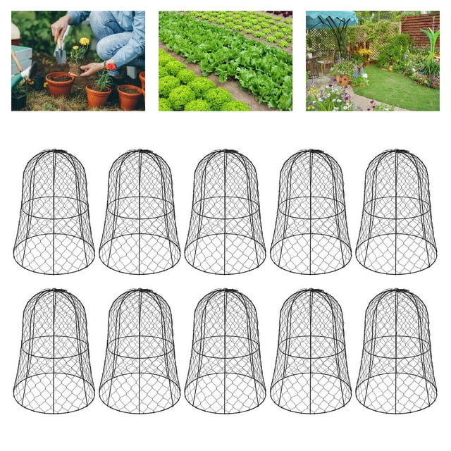 10 Pcs Garden Chicken Wire Cloche Large Metal Cage Plant Protection ...