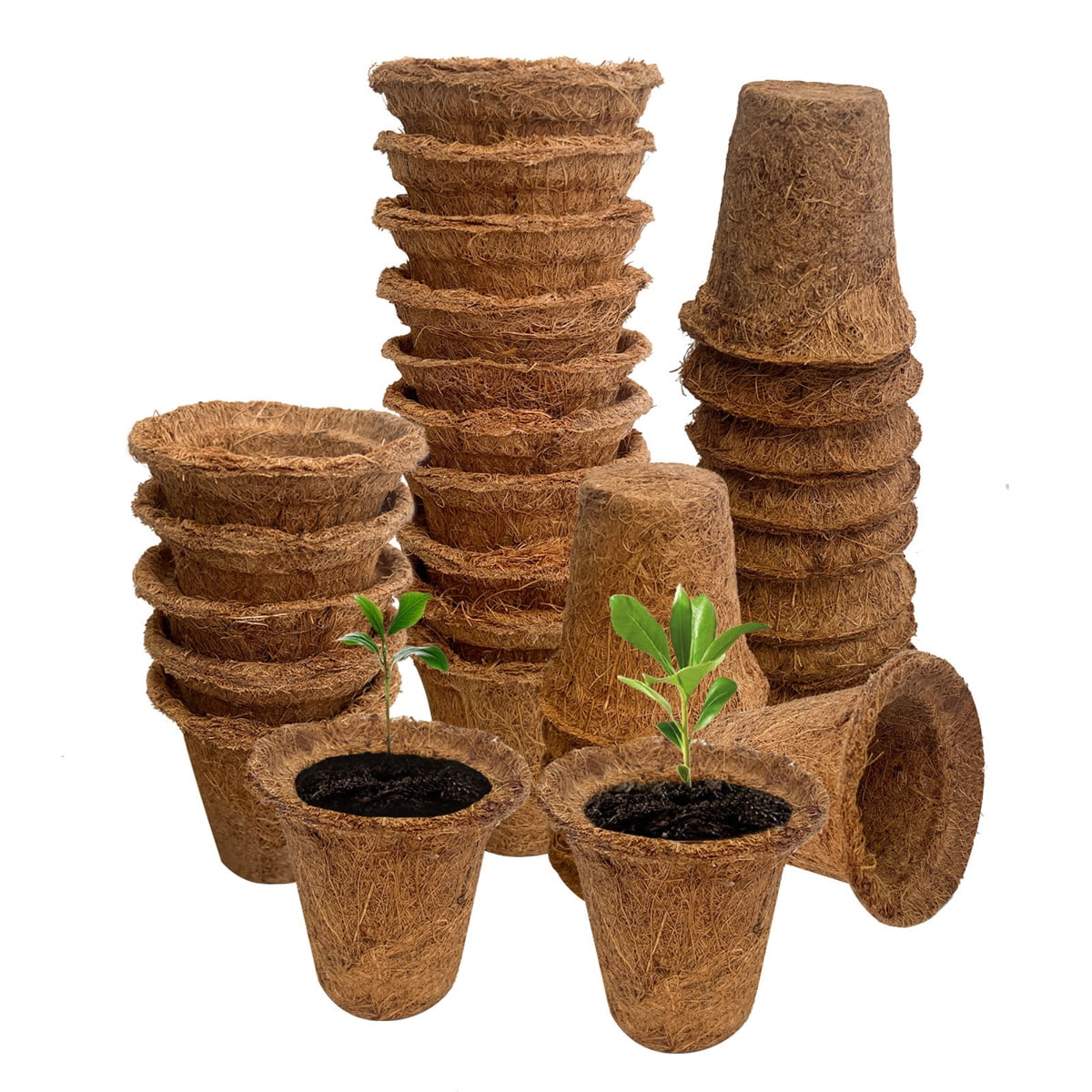 10 Pcs Garden Seedling Pots,Coir Fiber Biodegradable Pots,Mini Nursery ...