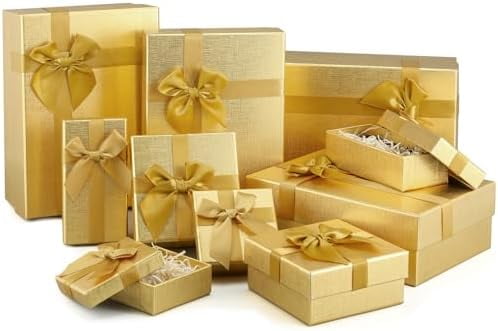 10 Pcs Gift Boxes with Lids Heavy Duty Nested Assorted Sizes Cardboard ...