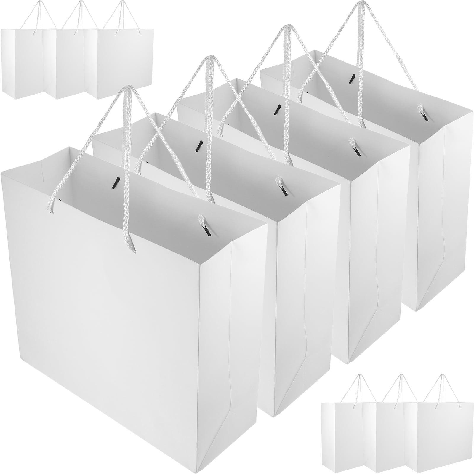 10 Pcs White Wrapping Paper Bags with Handles for Birthday Party ...