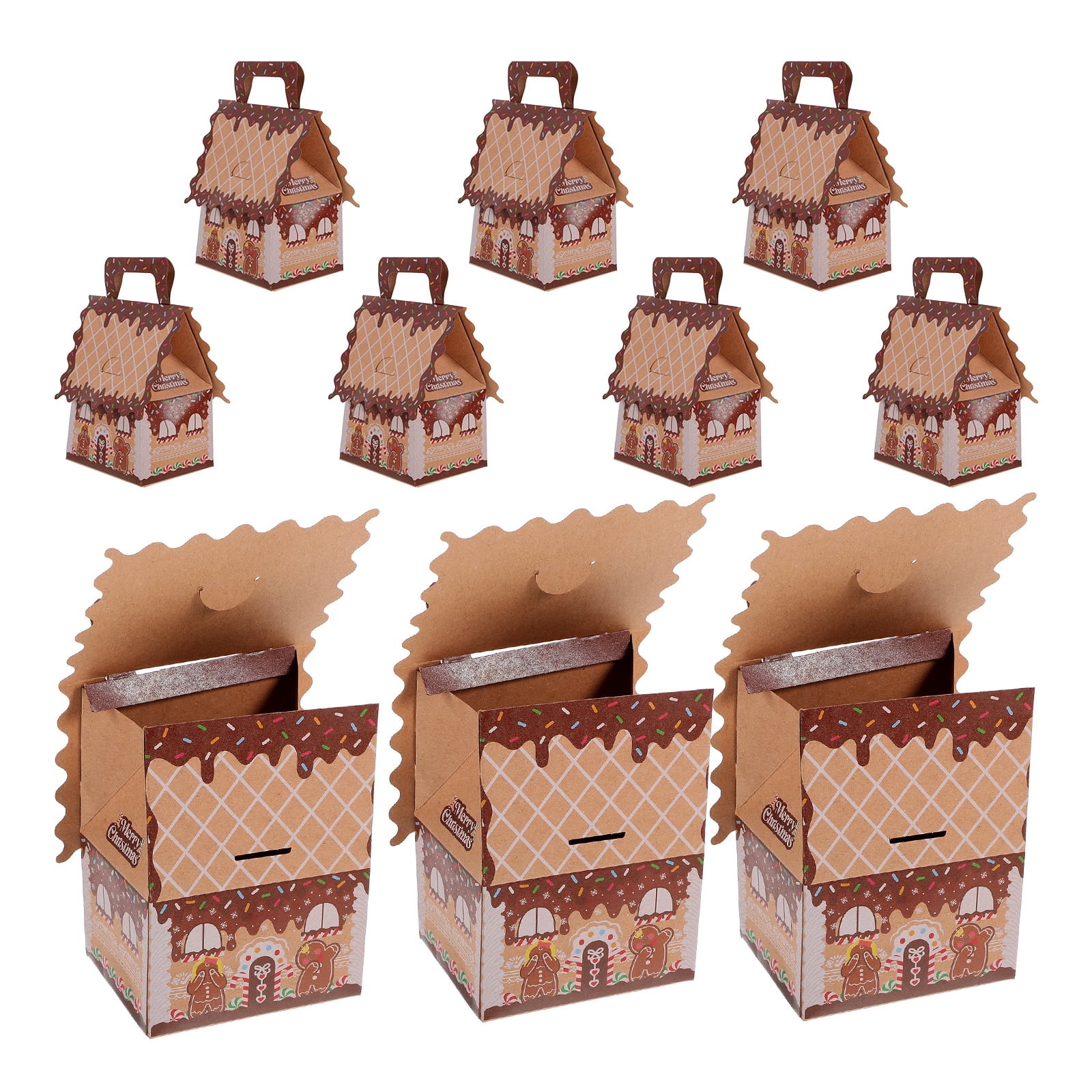 10 Pcs Gingerbread House Candy Box Gift Boxes Christmas Favor Boxes ...