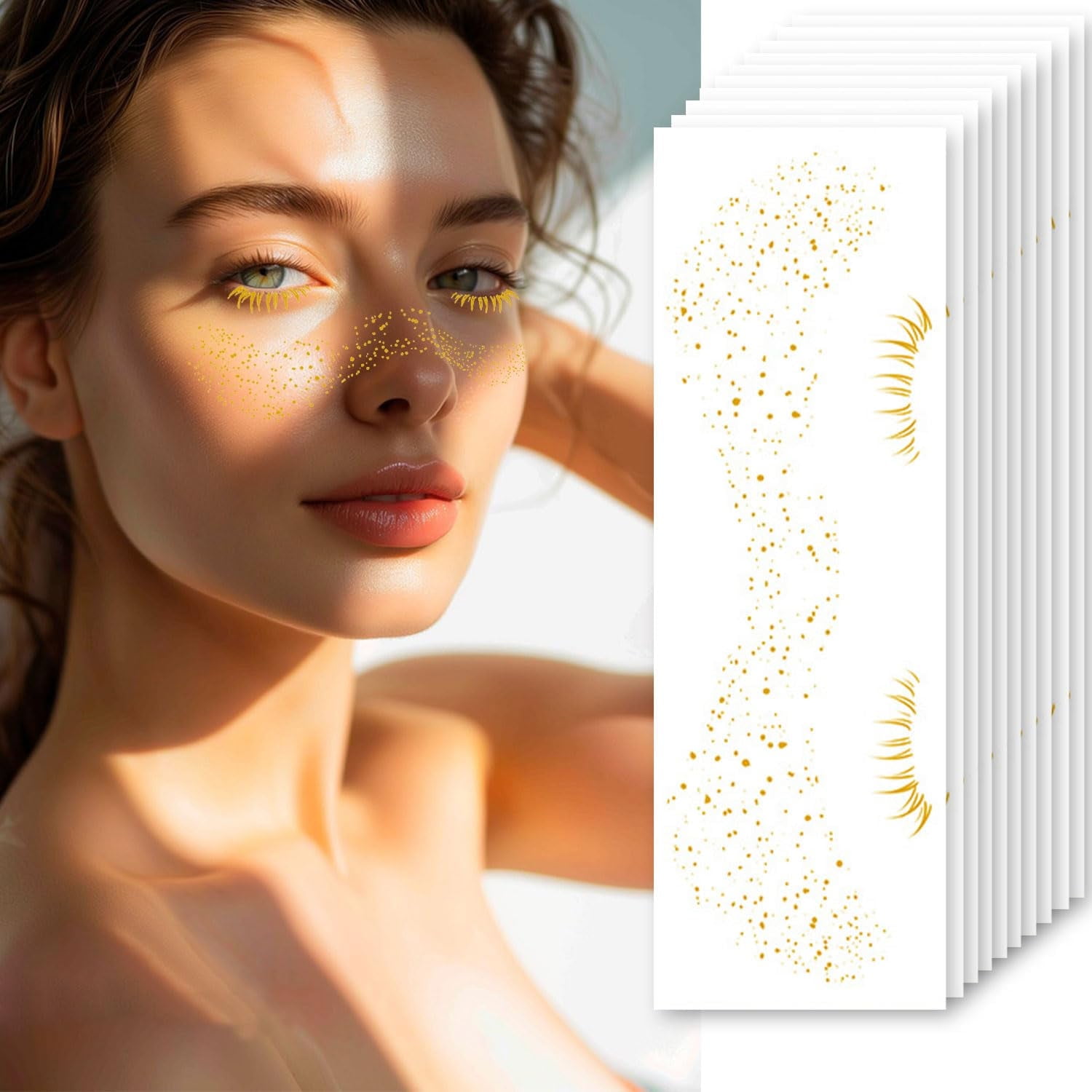 10 Pcs Glitter Face Tattoo Gold Freckle Temporary Tattoos | Waterproof ...
