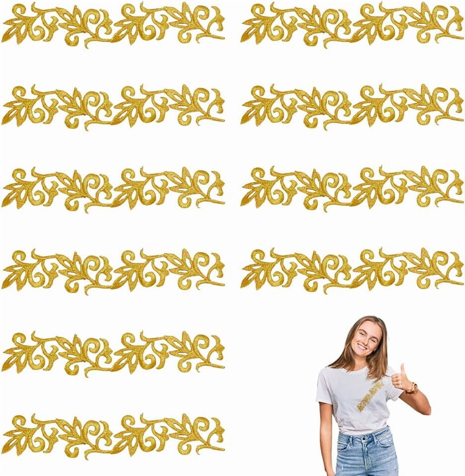 10 Pcs Gold Flower Embroidery Patch Gold Embroidery Lace Leaf Patches ...