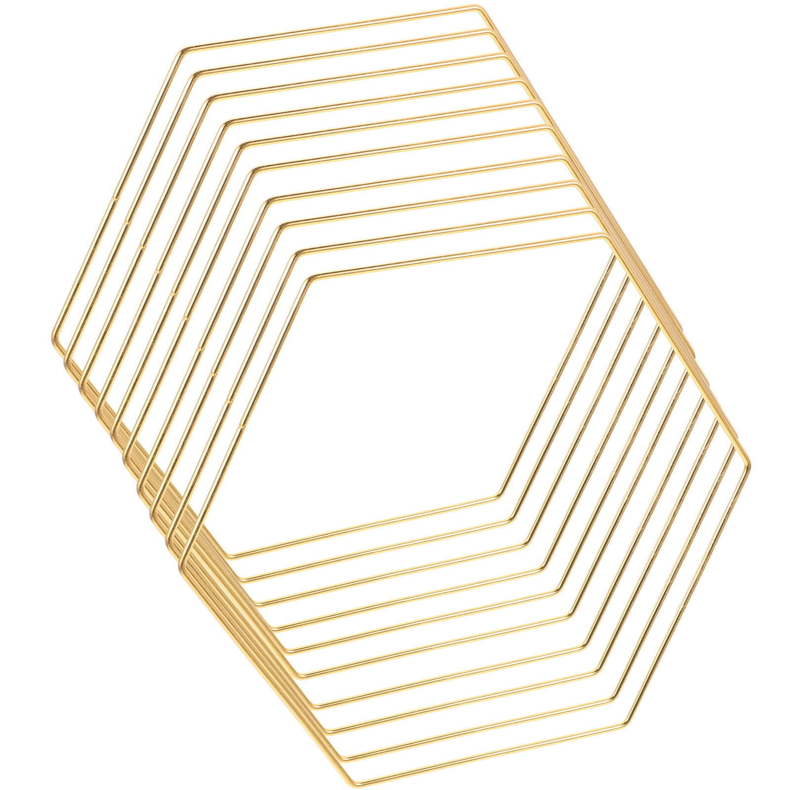 10 Pcs Gold Locker Mirror Hexagon Craft Ring Golden Floral Hoop ...