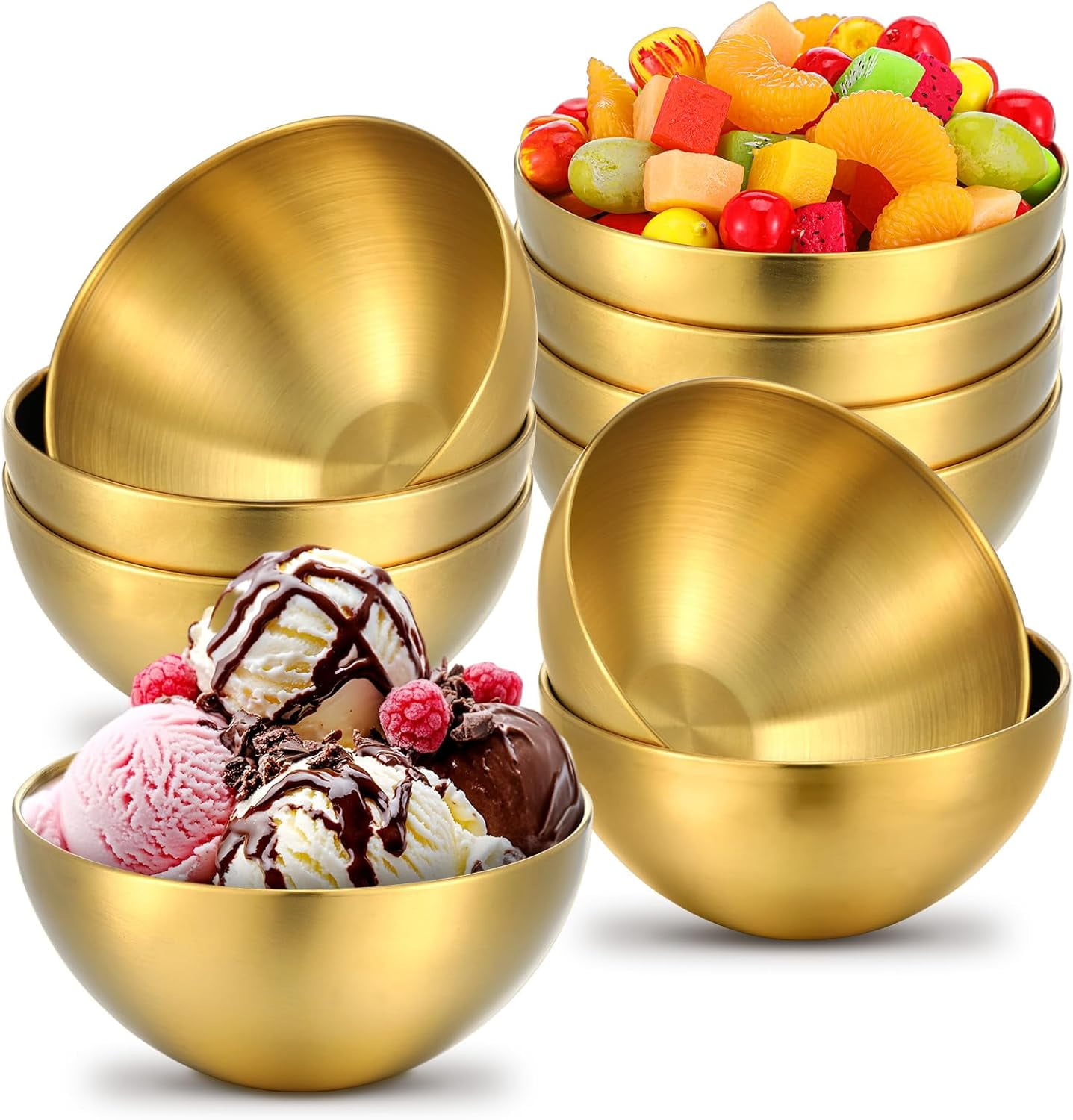 10 Pcs Gold Mixing Bowls 5.9 Inch Stainless Steel Mixing Bowl Salad ...