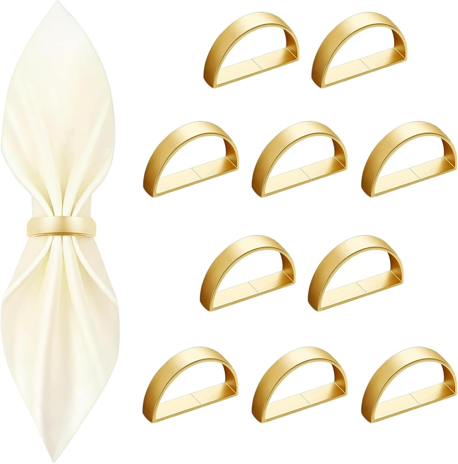 10 Pcs Gold Napkin Rings - Metal Napkin Ring(Semicircle) Stainless ...
