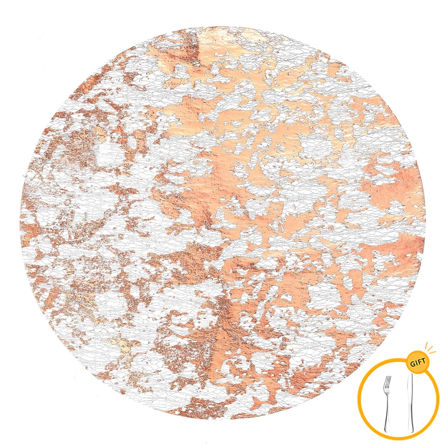 10 Pcs Gold Placemats with 2 Pcs Silverware Set, Disposable Round Table ...