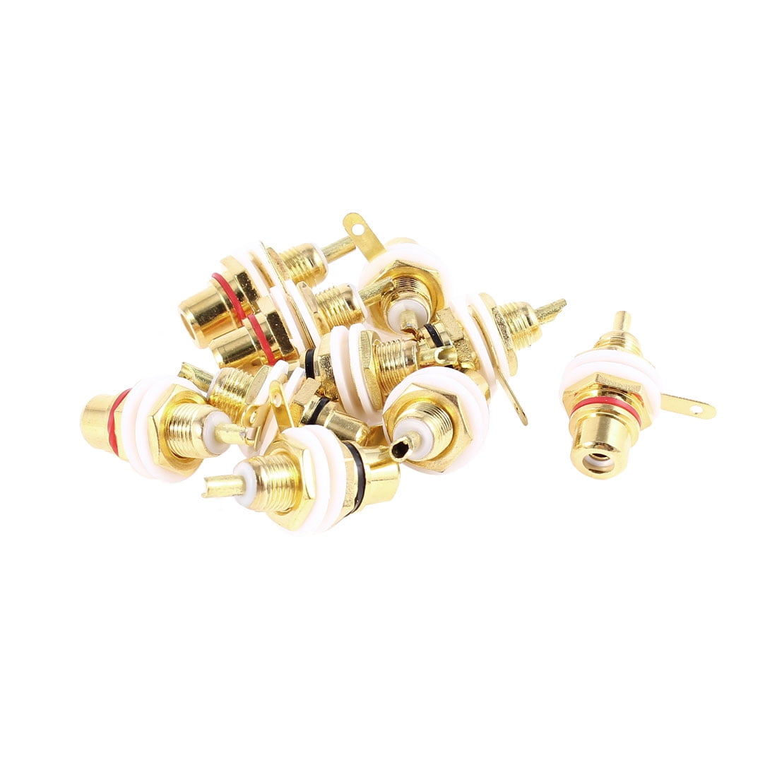 10 Pcs Gold Plated RCA Female Jack Socket Bulkhead Soldering PCB Mount ...
