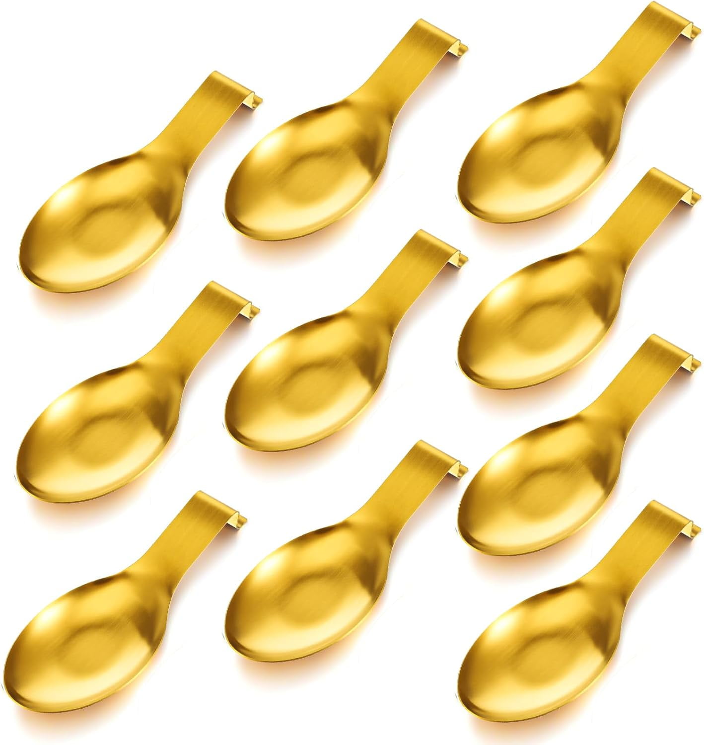 10 Pcs Gold Stainless Steel Spoon Rest, Spatula Ladle Holder Utensil ...