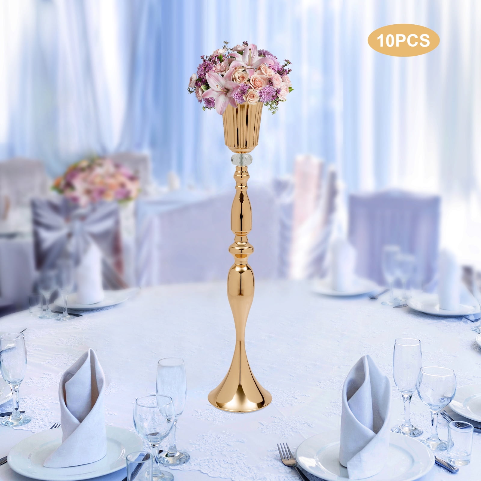 10 Pcs Gold Wedding Centerpieces Flower Stand, 29.1in Tall Flower Vases for Dining Room Table ...