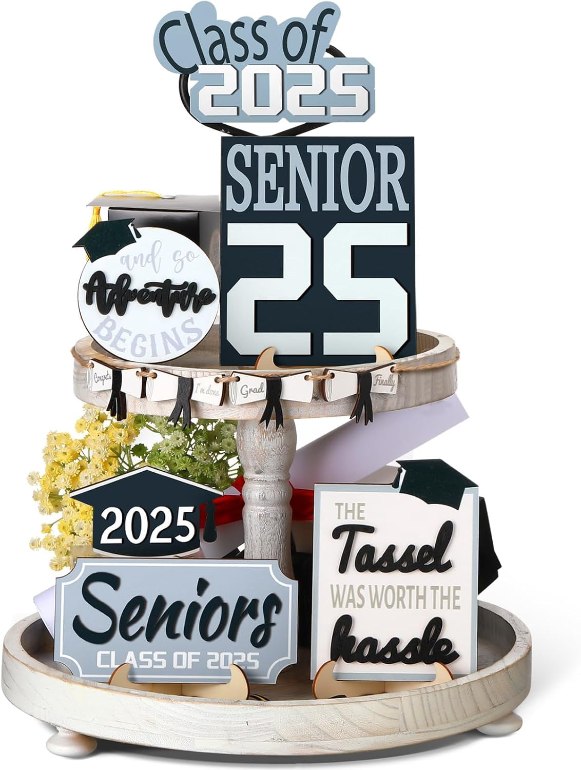 10 Pcs Graduation Tiered Tray Decor Set Class of 2025 Table Decorations ...