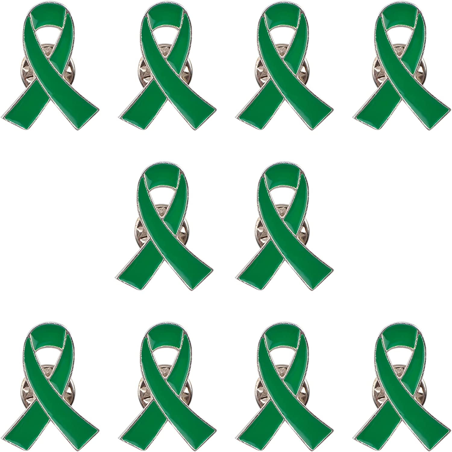 10 Pcs Green Ribbon Pin, Mental Health Liver Cancer Bile Duct Cancer ...