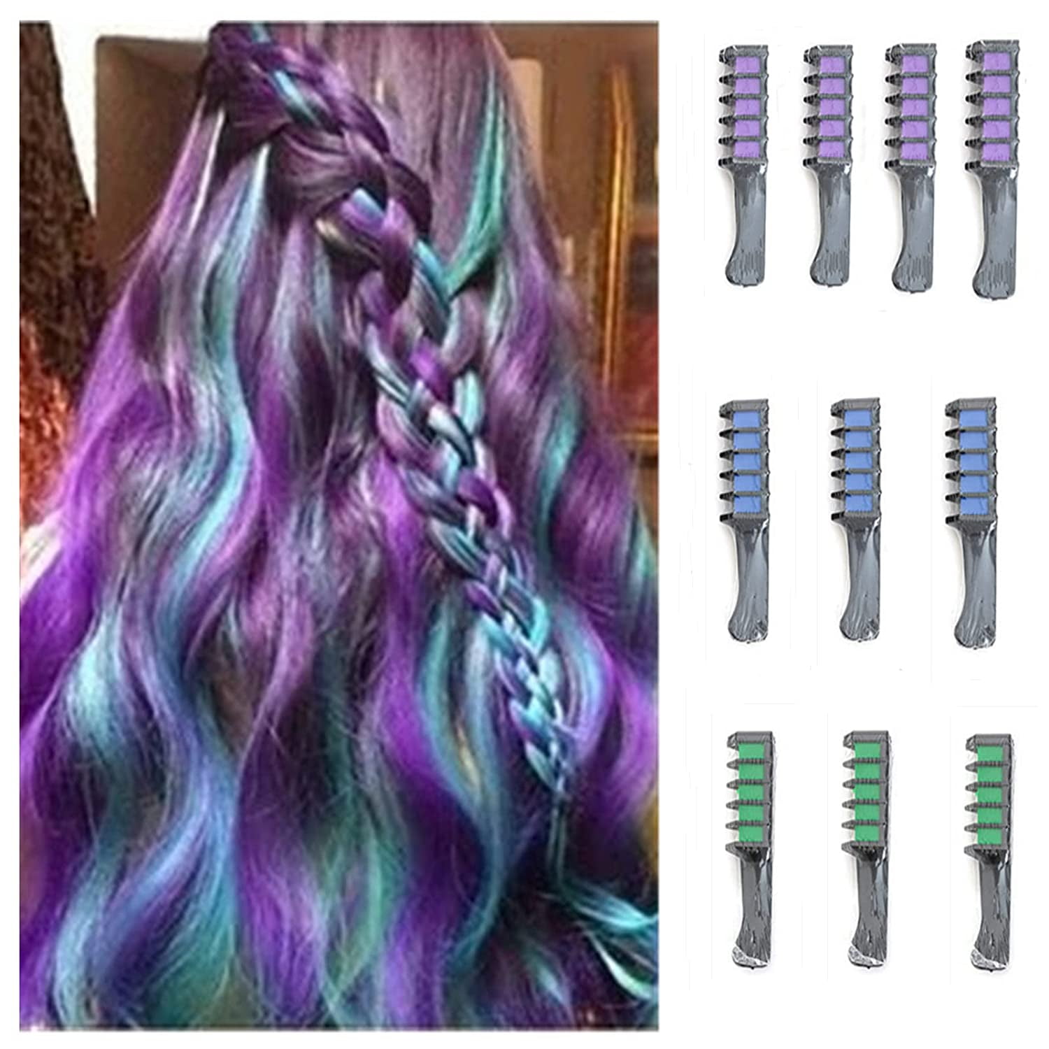 10 Pcs Hair Chalk Comb Pens-New Hair Chalk Comb Temporary Bright ...
