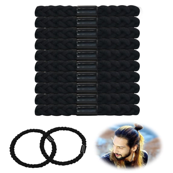 10 Pcs Hair Ties for Men, Braided Elastic Hair Bands Man Bun Hair Ties ...