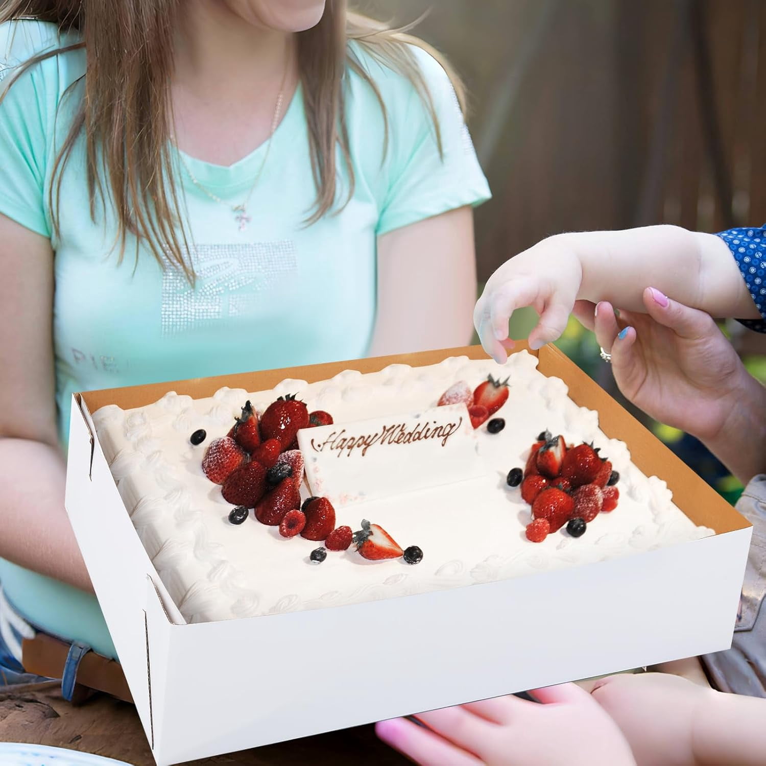 10 Pcs Half Sheet Cake Boxes with Window 14x19Inch Bakery Boxes Cardboard Rectangle Cake ...