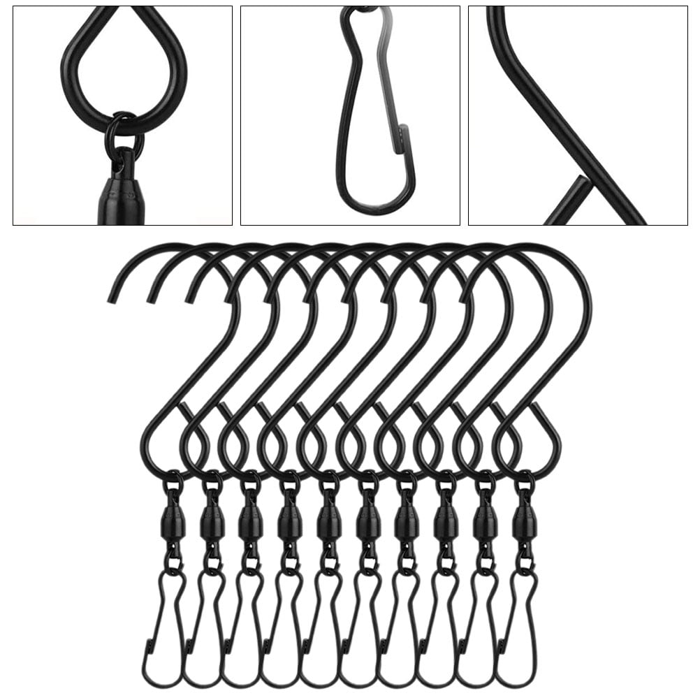 Worgeous 10pcs Black Swivel Hook Clips for Birdcage Hanger Crystal 360 ...