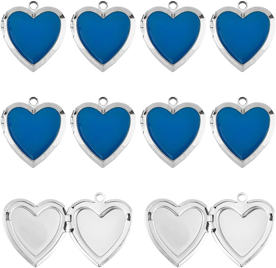 10 Pcs Heart Photo Charms Color Changing Love Heart Necklace Charm ...