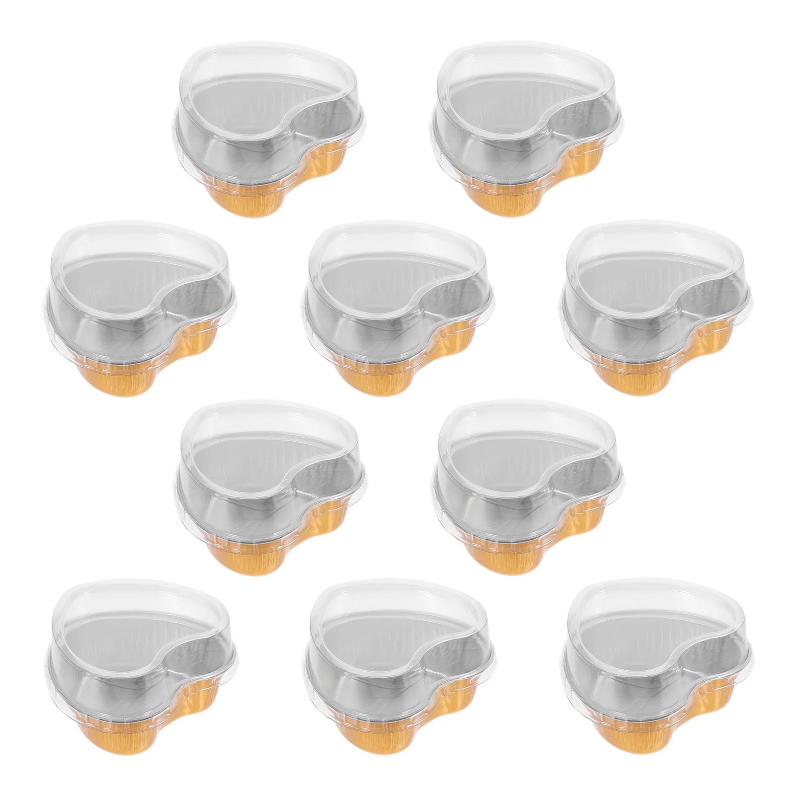 10 Pcs Heart-Shaped Aluminum Foil Box Disposable Cake Plates Ramekin ...