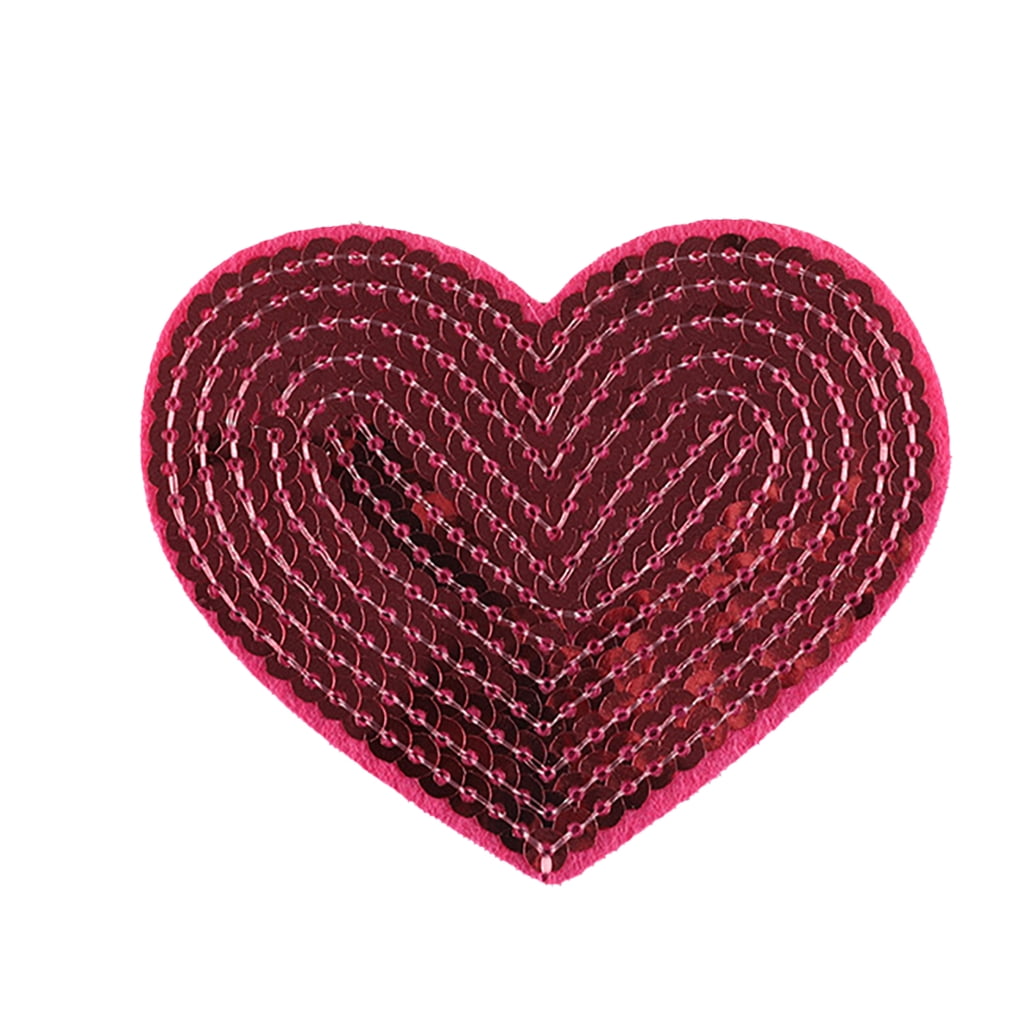 10 Pcs Heart Shaped Embroidered Patches Iron On Patches Sequins Patches ...