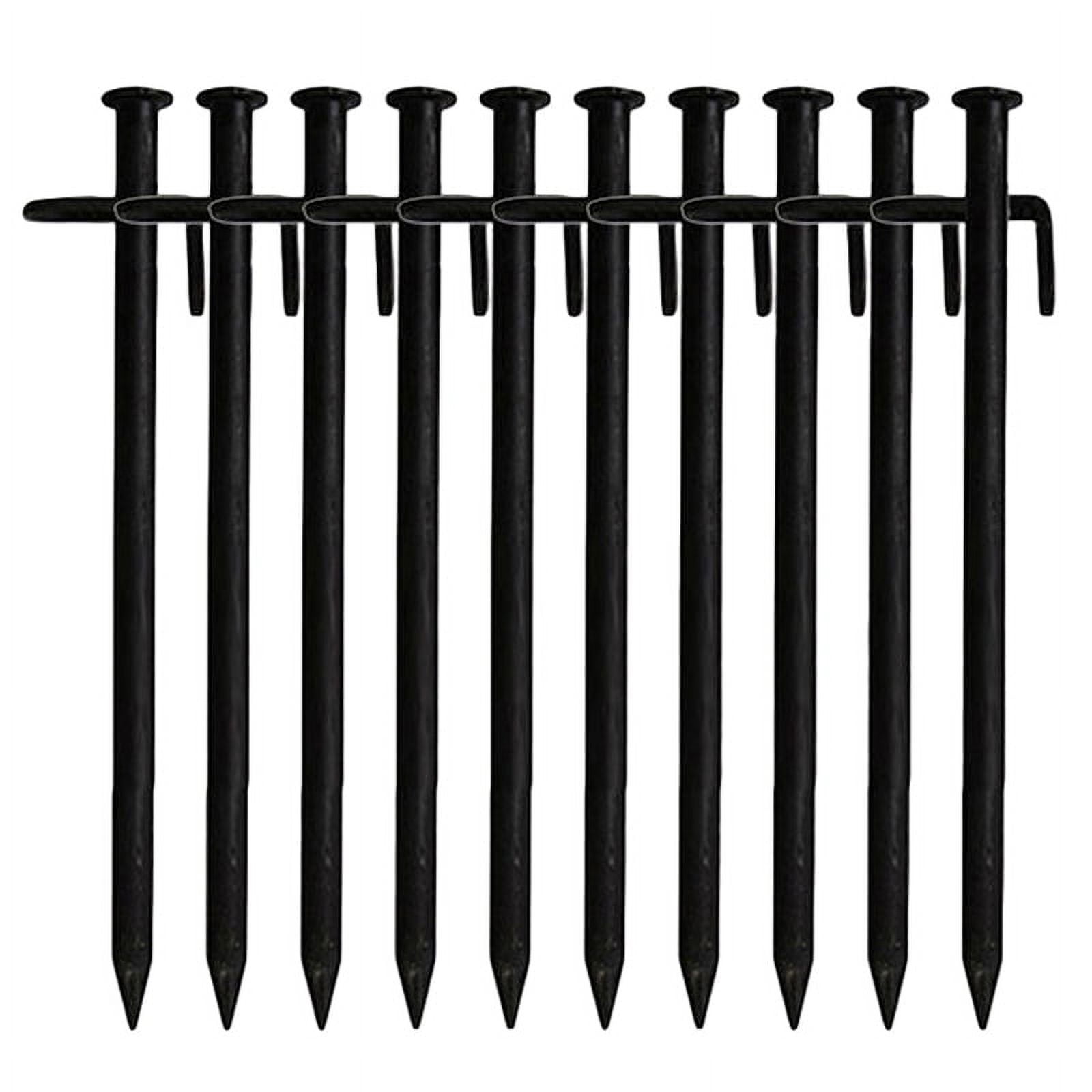 10 Pcs Heavy Duty Black Steel Metal Tent Nail Camping Stakes Pegs ...