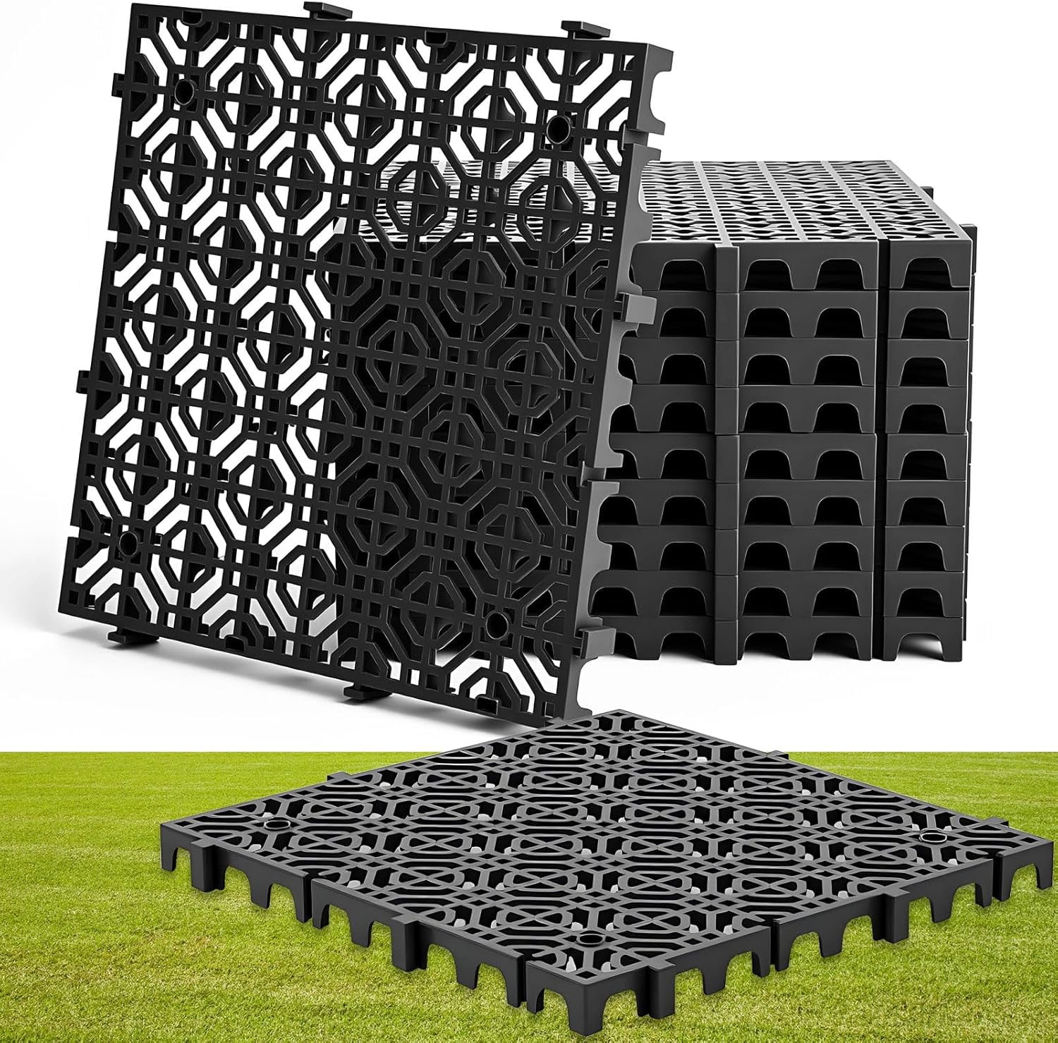 10 Pcs Heavy Duty Ground Protection Mats Drive on Lawn Grid 15.74'' x ...