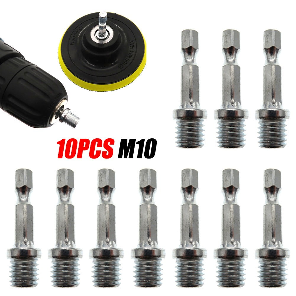 10 Pcs Hex Shank Connecting Rod Adapter Drill Chuck M10 Polishing Disc ...