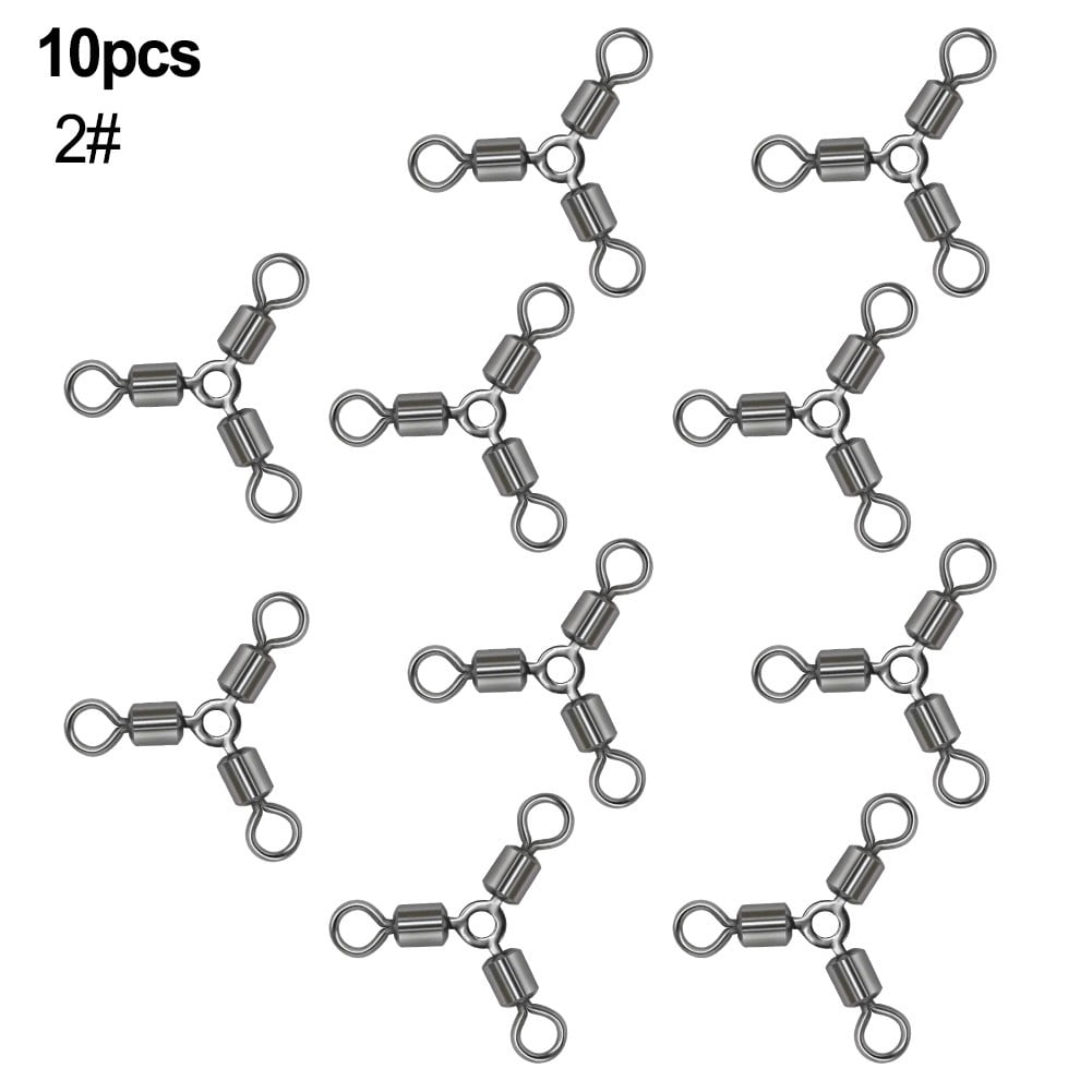 10 Pcs High Quality Stainless Steel Fishing Tackle Fishing Connector Ring Rolling Swivels Haigan ...