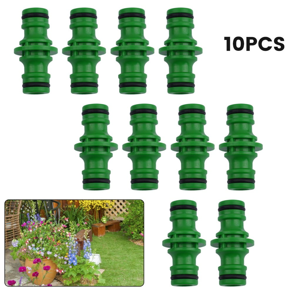 10 Pcs Hose Pipe Connector Double Male Plastic Quick Fix Click On ...