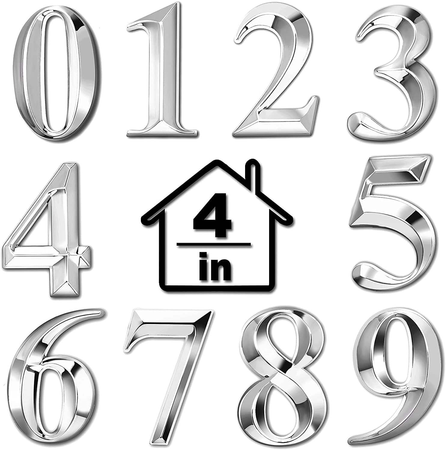 10 Pcs House Numbers 3D Door Mailbox Numbers 0-9 Self Adhesive House ...