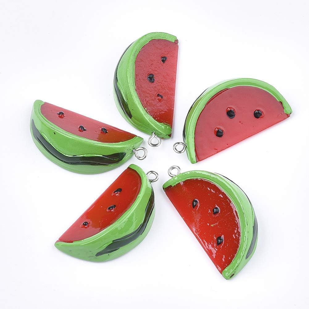 10 Pcs Imitation Food Resin Watermelon Pendants Pendants Jewel with ...