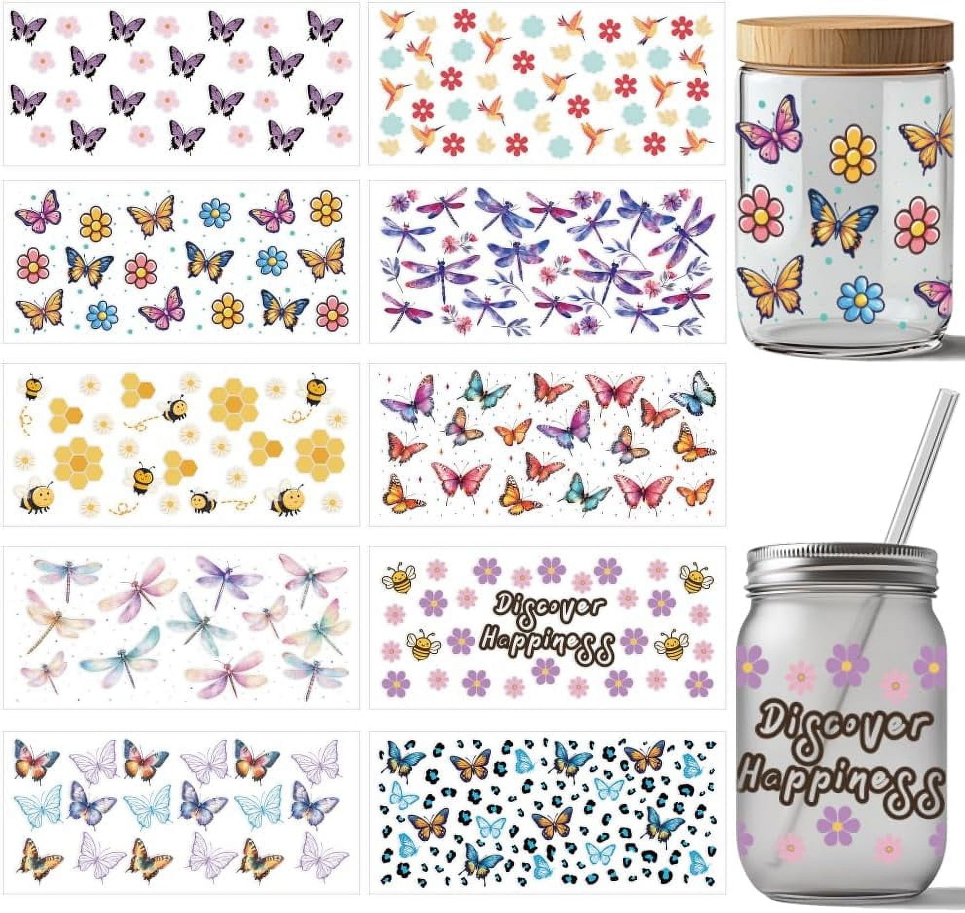 10 Pcs Insects UV DTF Cup Wrap Transfer Sticker 10 Styles Butterfly ...