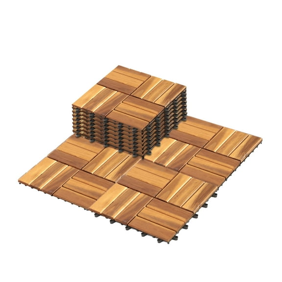 30 PCS Wood Interlocking Deck Tiles-12 X12 Waterproof Outdoor Floor All ...