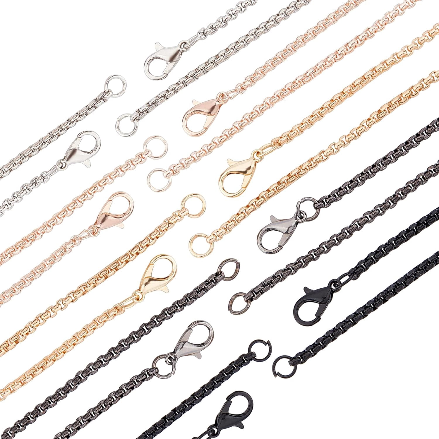 10 Pcs Iron Necklace Chains 5 Colors Iron Chains with Lobster Claw ...