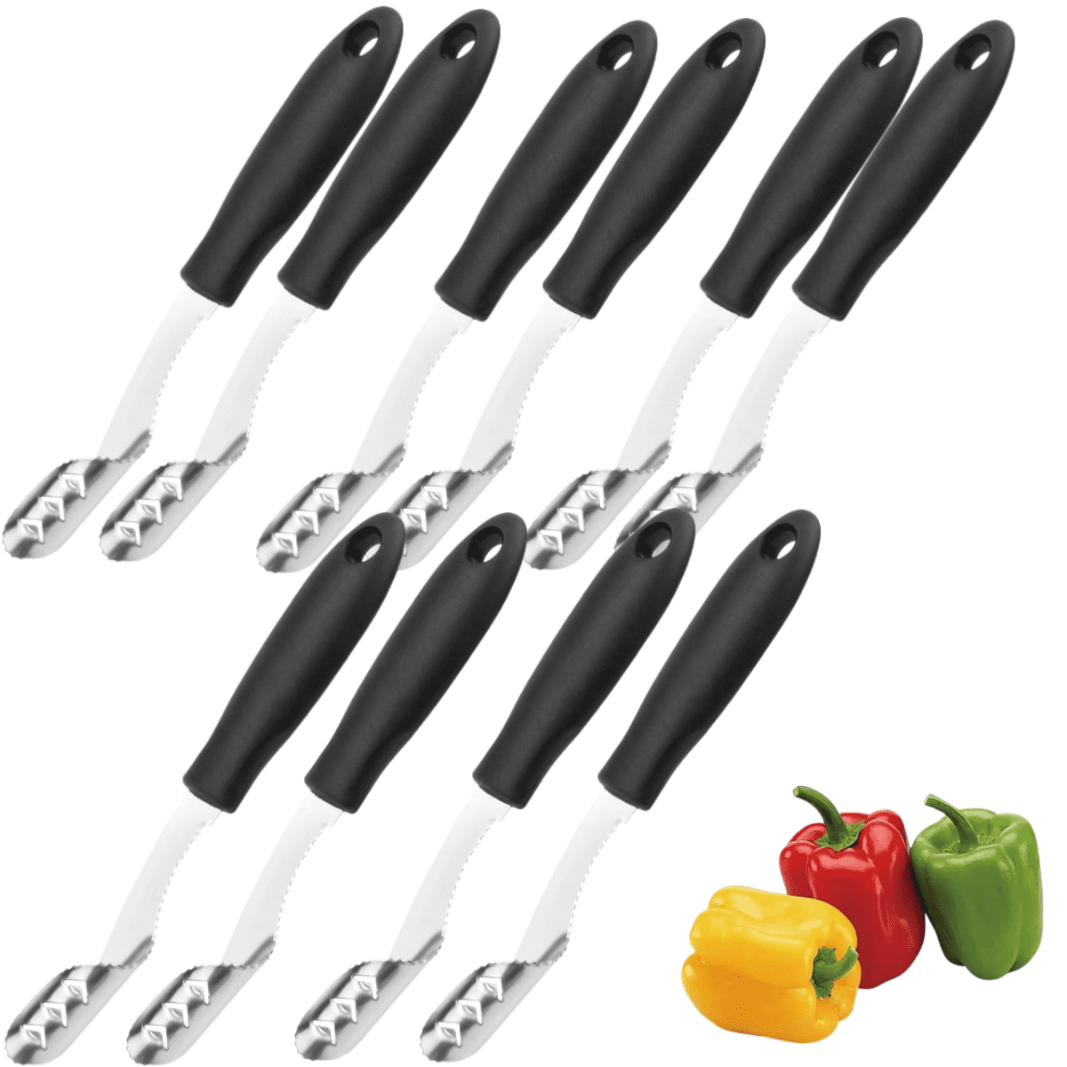 10 Pcs Jalapeno Pepper Corer, MODANU Stainless Steel Soft Grip Jalapeno ...