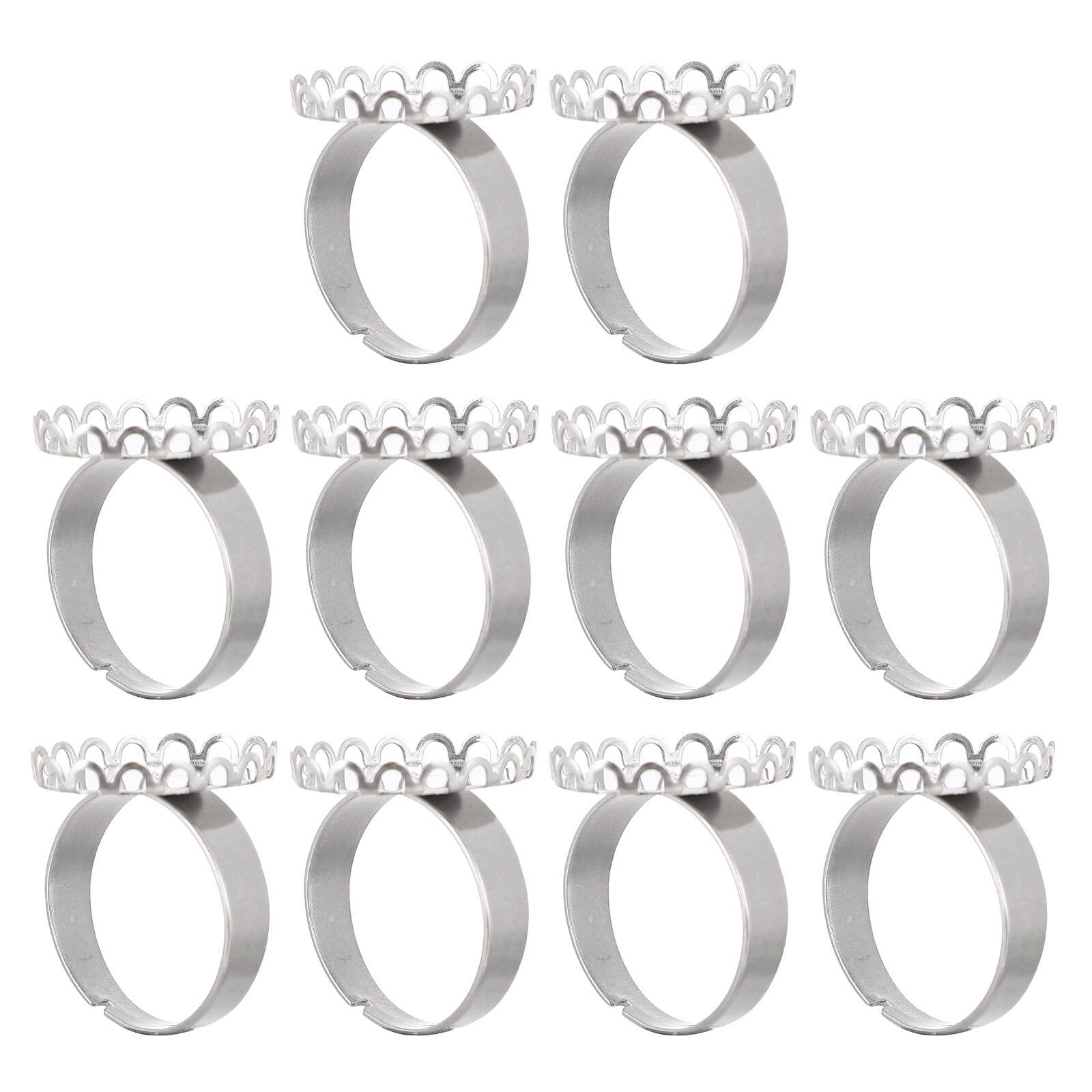 10 Pcs Jewelry Base for Ring DIY Accessory Loop Bezel Silver Girl ...