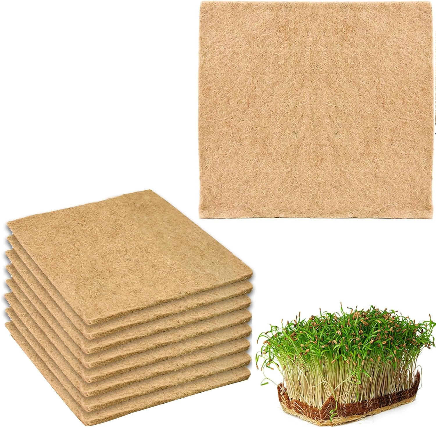 10 Pcs Jute Grow Mats for Growing Microgreens,Bexikou 9.84" X 9.84 ...