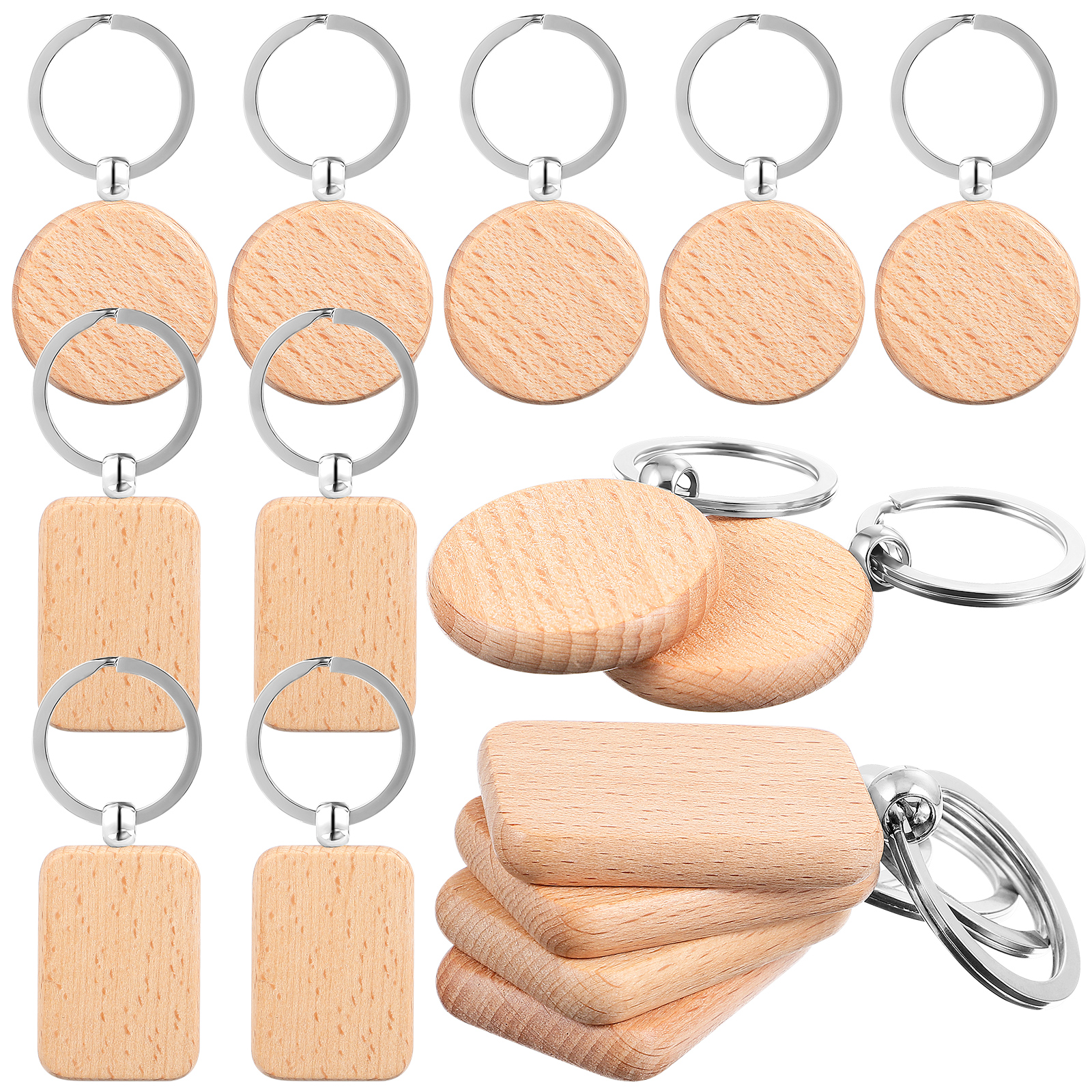 10 Pcs Keychain Blanks Bracelet Wooden Carved Keychains - Walmart.com