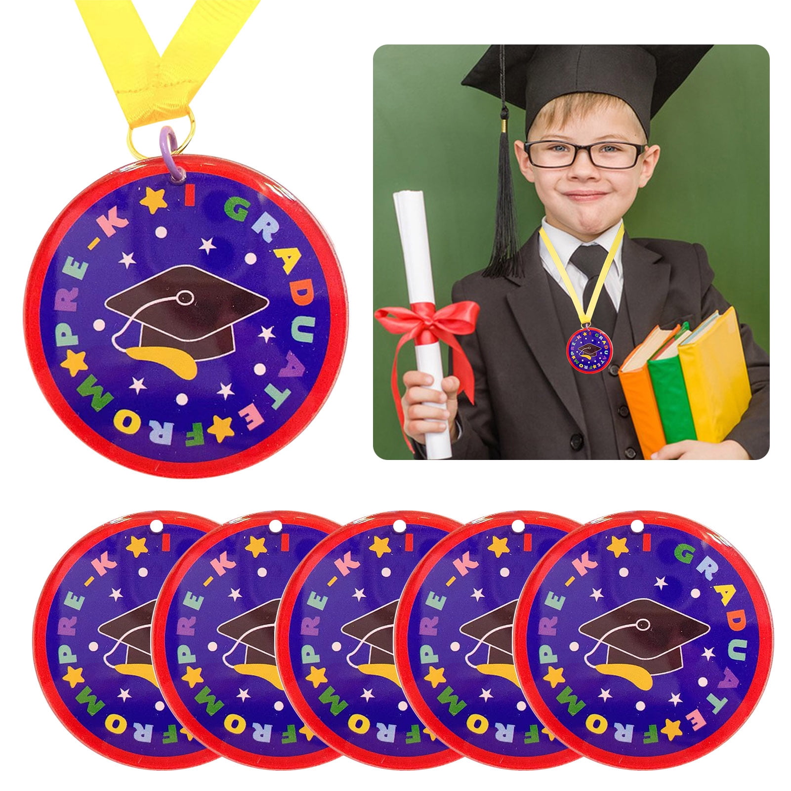 10 Pcs Kindergarten Graduation Medals Cute Rubber Award Medals with Neck Ribbon Easy to Attach ...
