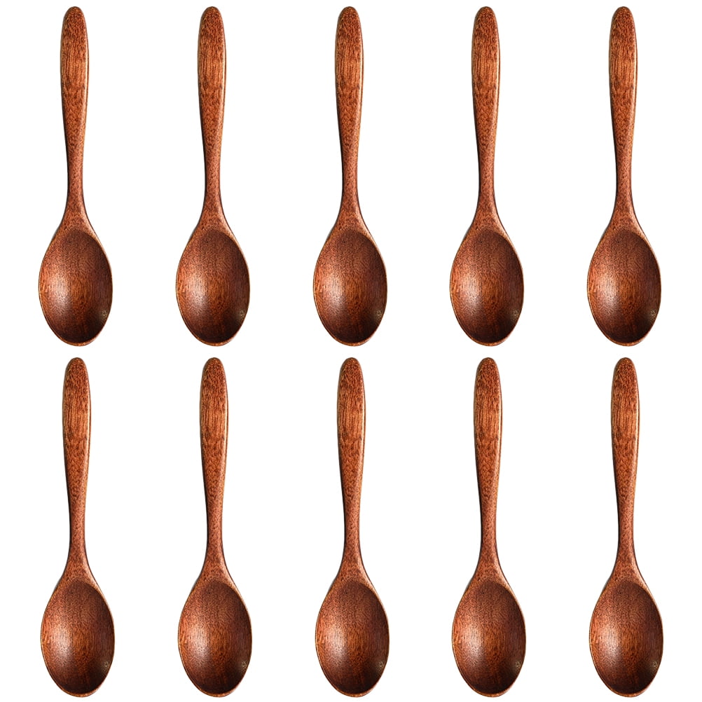 10 Pcs Kitchen Gear Small Wooden Spoons Tasting Spoons Coffee Spoons ...
