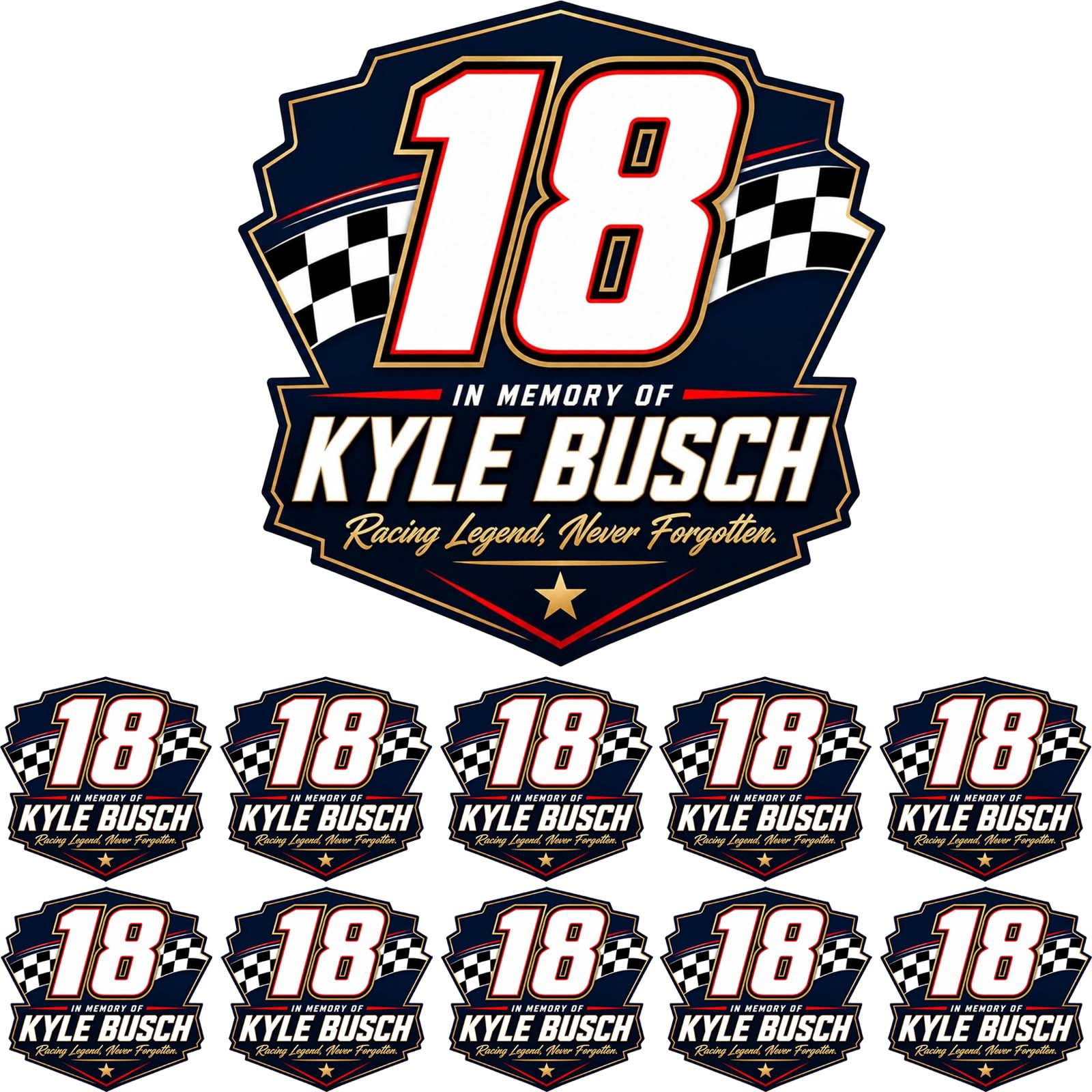 10 Pcs Kyle Busch 18 Memorial Vinyl Sticker, 5 Inch, Racing Tribute ...