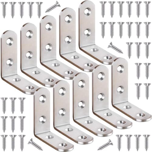 10 Pcs L Bracket Corner Braces 2 Inch Heavy Duty Stainless Steel Corner ...